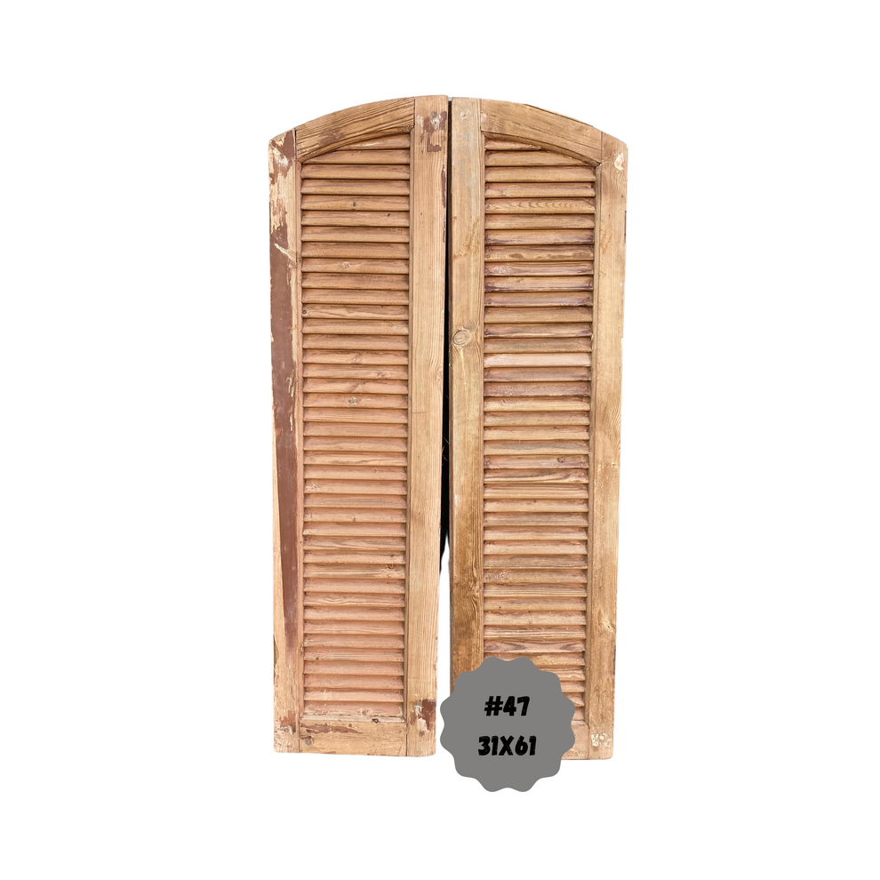 Pair of Curved Wooden Shutters – White Elephant Mandeville